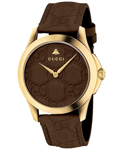 Gucci Unisex Swiss G-Timeless Dark Brown Leather Strap Watch 38mm ...