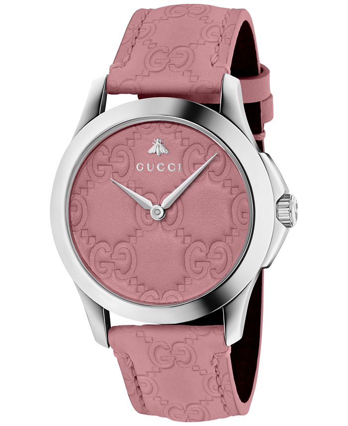 Gucci Women's Swiss G-Timeless Candy Pink Leather Strap Watch 38mm - Macy's