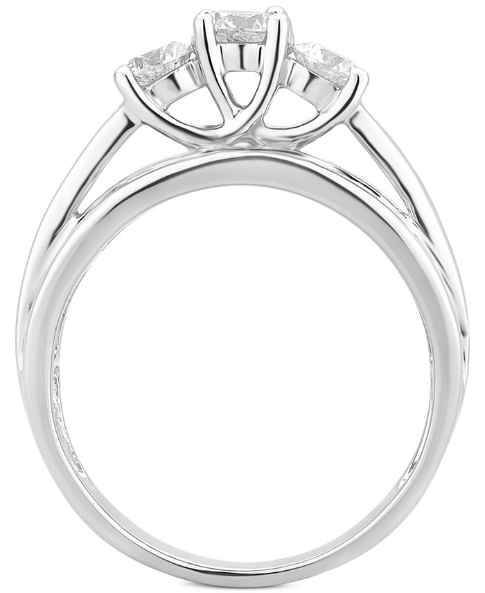 Macy's Diamond Trinity Channel-Set Engagement Ring (2 ct. t.w.) in 14k ...