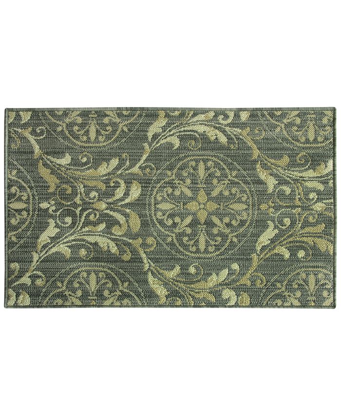 Bacova Marbella Damask Tierra Grey 19.7" x 32.8" Accent Rug - Macy's