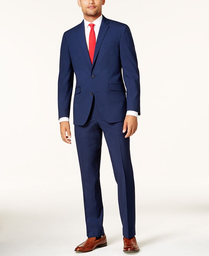 Kenneth Cole Reaction Men's Slim-Fit Cobalt Tonal Grid Techni-Cole Suit ...