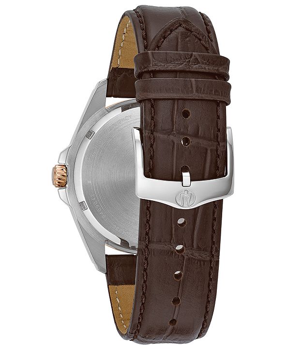 Bulova Men's Precisionist Brown Leather Strap Watch 43mm 98B267 ...