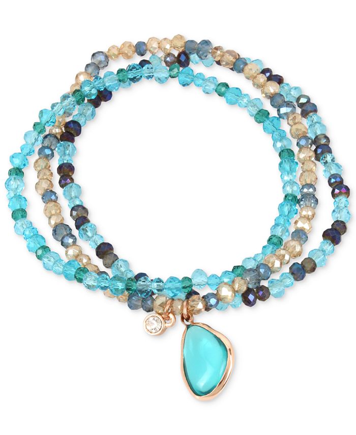 Kenneth Cole New York Gold-Tone 3-Pc. Set Blue Stone Beaded Stretch ...