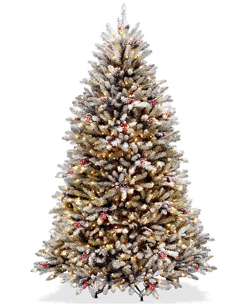National Tree Company 6.5' Dunhill® Fir Tree With Snow, Red Berries ...