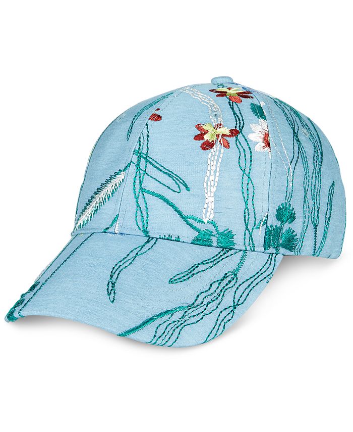 Steve Madden Embroidered Denim Baseball Cap - Macy's