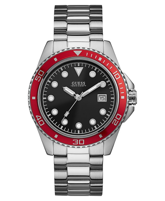 GUESS Men's Stainless Steel Bracelet Watch 44mm - Macy's