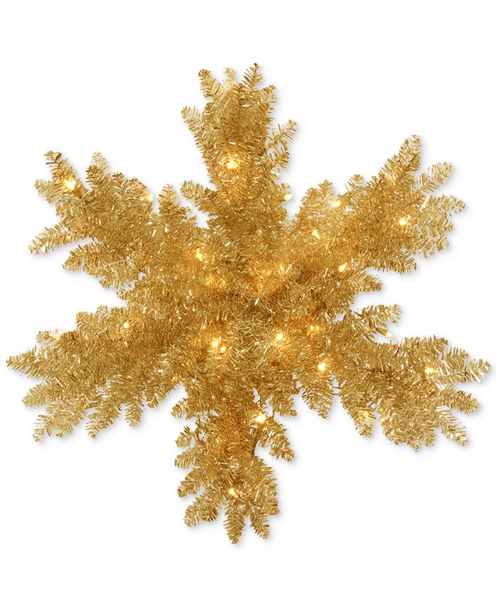 National Tree Company 32" Champagne Tinsel Snowflake With 35 Battery ...