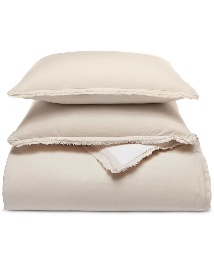 Martha Stewart Collection Cotton Linen Reversible 3-Pc. Oatmeal Full/Queen Comforter Set ...