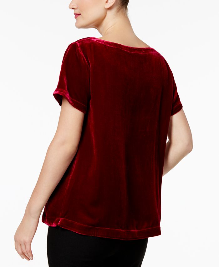 Eileen Fisher Boat-Neck Velvet Top, Regular & Petite - Macy's