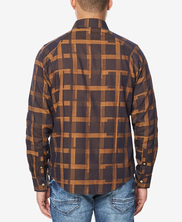 Sean John Men's Big & Tall Two-Tone Grid-Pattern Shirt - Macy's