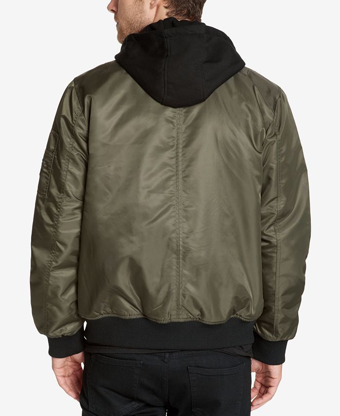 GUESS Men's Bomber Jacket with Removable Hooded Inset - Macy's