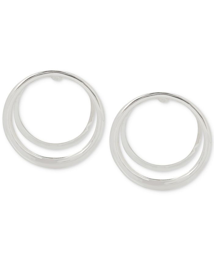 Touch of Silver Double Hoop Drop Earrings in Silver-Plate - Macy's