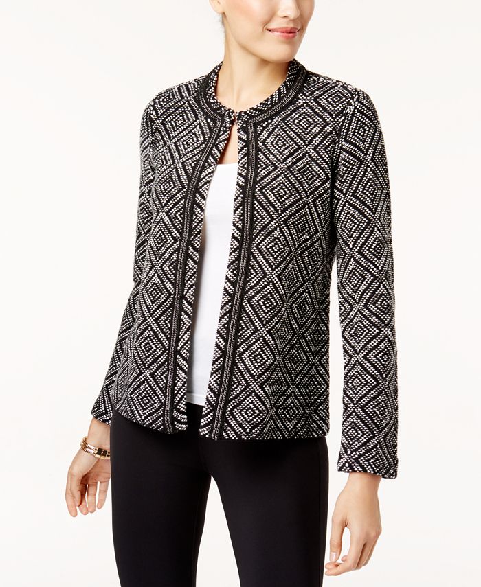 JM Collection Jacquard Flyaway Cardigan, Created for Macy's - Macy's