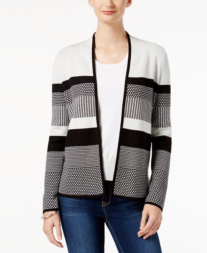 Charter Club Petite Cotton Colorblocked Completer Cardigan, Created for ...