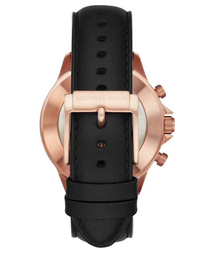 Michael Kors Access Men's Gage Black Leather Strap Hybrid Smart Watch ...