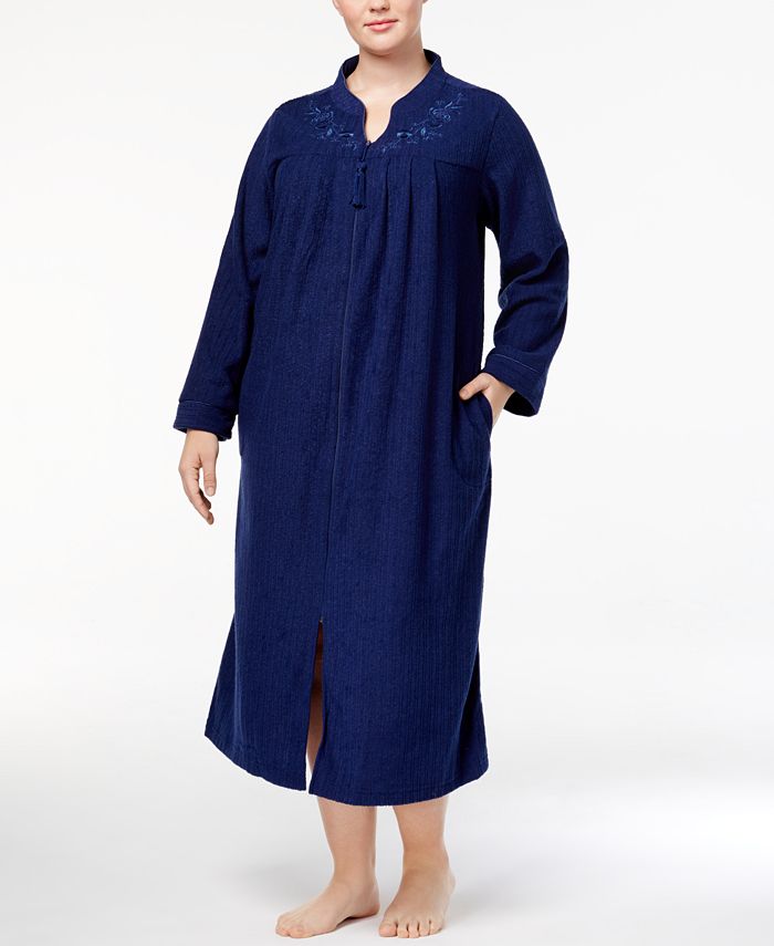 Miss Elaine Plus Size Long Embroidered Robe - Macy's