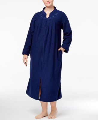 Miss Elaine Plus Size Long Embroidered Robe - Macy's