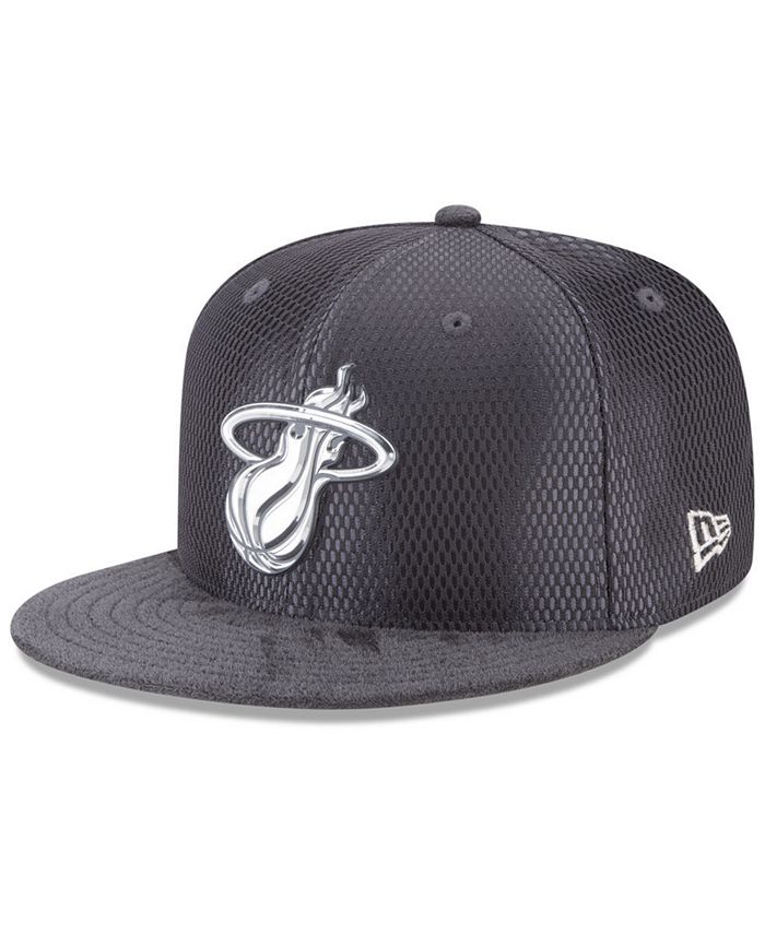 New Era Miami Heat On-Court Graphite Collection 9FIFTY Snapback Cap ...