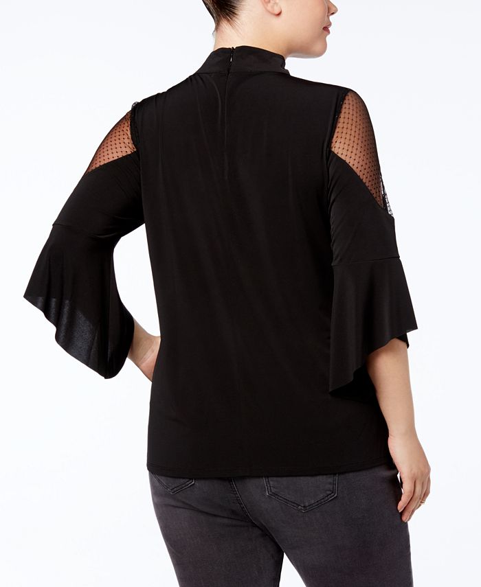 Belldini Plus Size Mock-Neck Illusion Top - Macy's