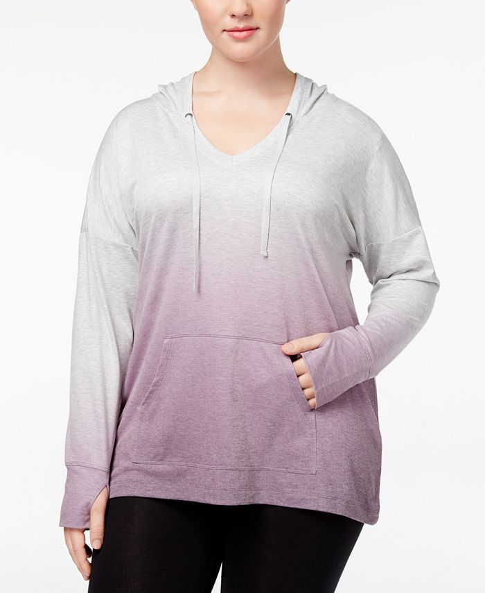 Ideology Plus Size Dip-Dyed Hoodie, Created for Macy's - Macy's