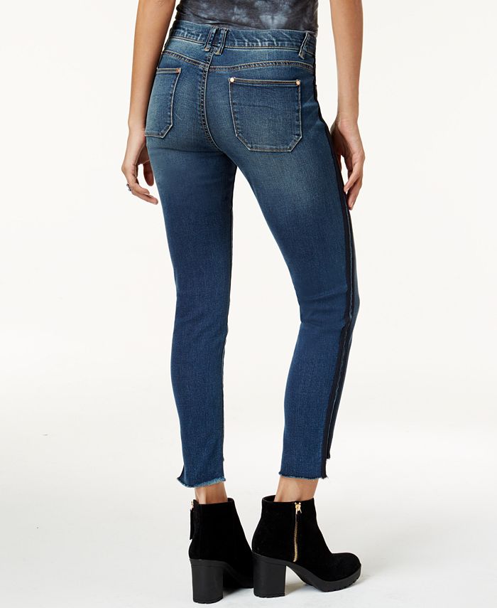 REWIND Juniors' Athletic Stripe Step-Hem Skinny Jeans - Macy's