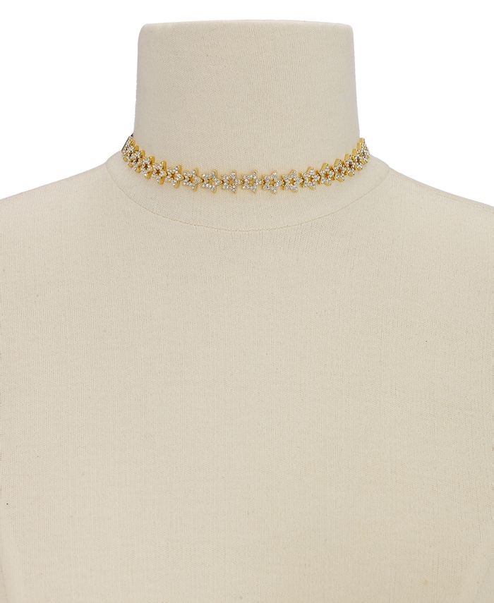 kate spade new york Gold-Tone Crystal Star Ribbon Choker Necklace - Macy's