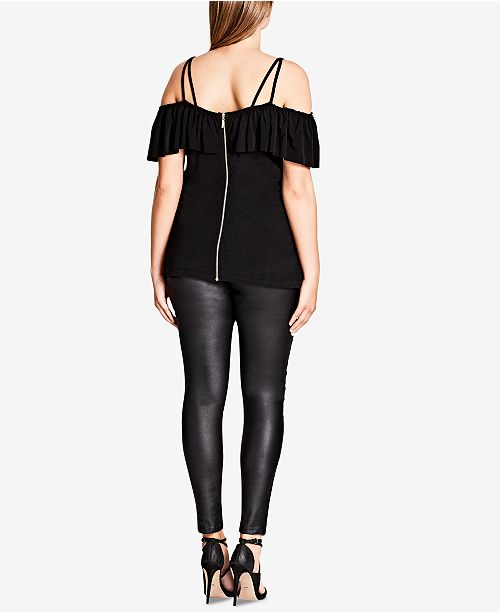 City Chic Trendy Plus Size Off The Shoulder Frill Top And Reviews Tops