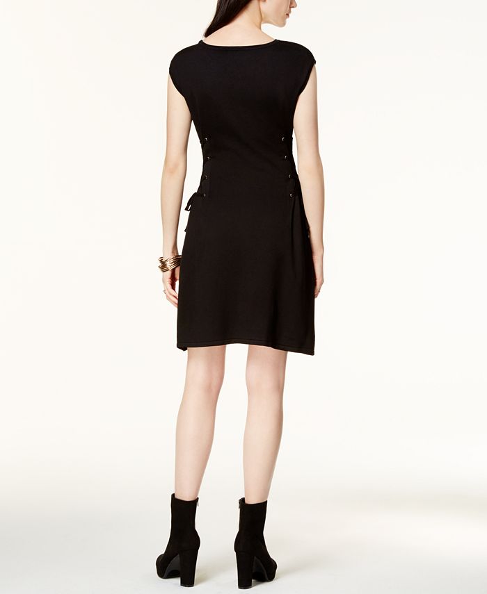 Bar III Lace-Up Sweater Dress, Created for Macy's - Macy's