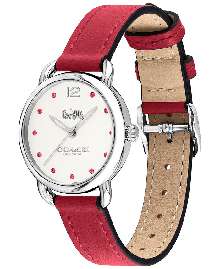 COACH Women's Delancey Red Leather Strap Watch 28mm - Macy's