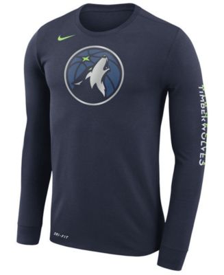 Nike Men's Minnesota Timberwolves Dri-FIT Cotton Logo Long Sleeve T ...