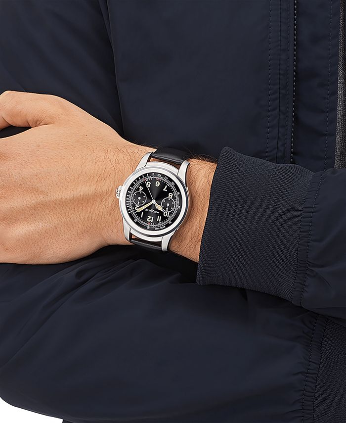 Montblanc Unisex Swiss Summit Black Leather Strap Smart Watch 46mm - Macy's