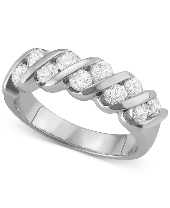 Macy's Diamond Diagonal Band (1 ct. t.w.) in 18k White Gold - Macy's