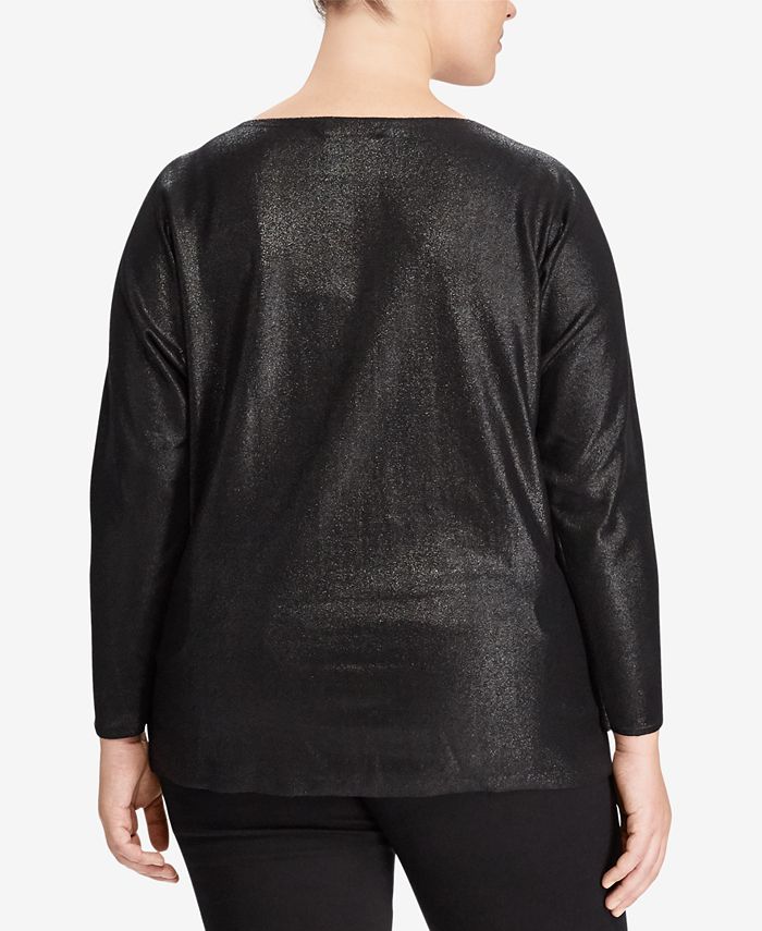 Lauren Ralph Lauren Plus Size Metallic Dolman-Sleeve Sweater - Macy's