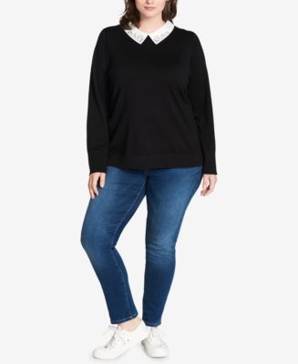 Tommy Hilfiger Embellished Layered-Look Sweater, Created for Macy's ...