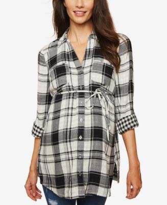 Motherhood Maternity Plaid Cotton Shirt - Macy's