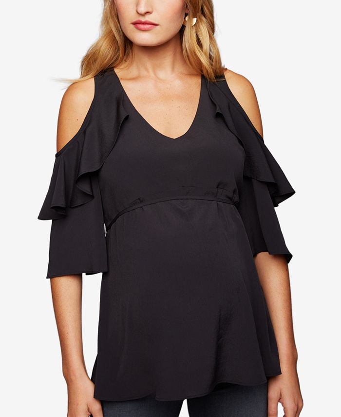 A Pea in the Pod Maternity Ruffled Cold-Shoulder Top - Macy's