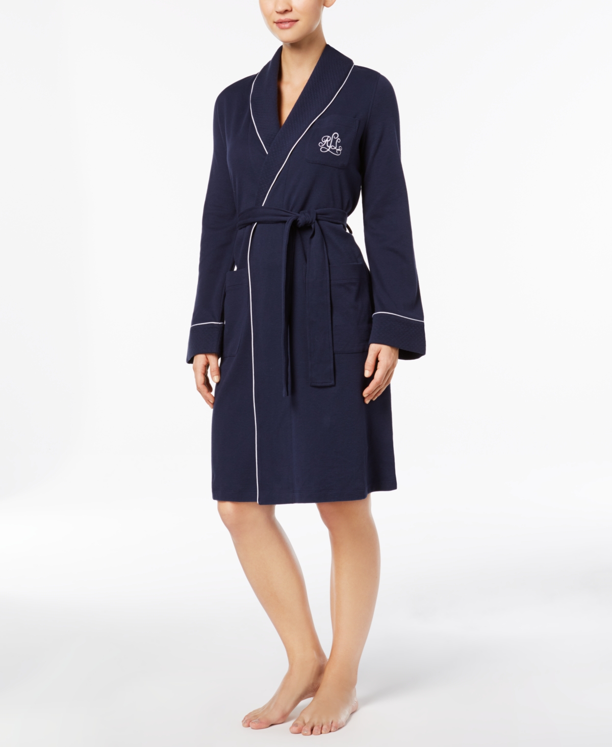 Click here for Lauren Ralph Lauren Quilted Shawl Collar Short Rob... prices