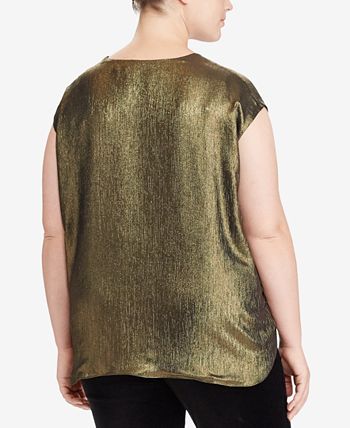 Lauren Ralph Lauren Plus Size Metallic Surplice Top - Macy's