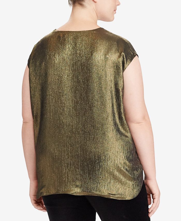 Lauren Ralph Lauren Plus Size Metallic Surplice Top - Macy's