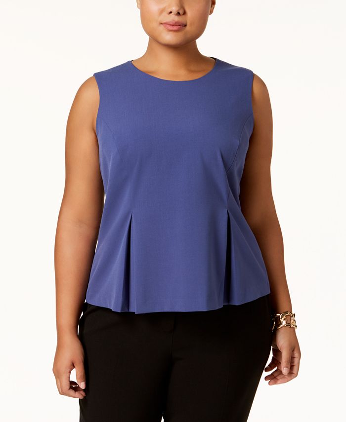 Nine West Plus Size Pleated Peplum Top - Macy's