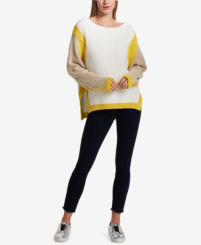 DKNY Cotton Colorblocked Sweater - Macy's