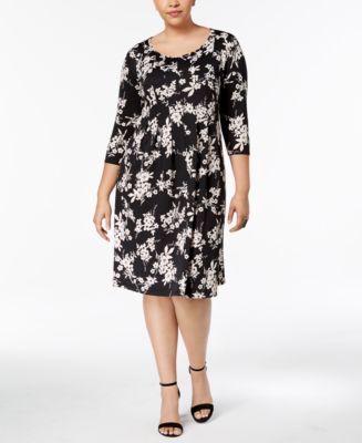NY Collection Plus Size Floral-Print Dress - Macy's