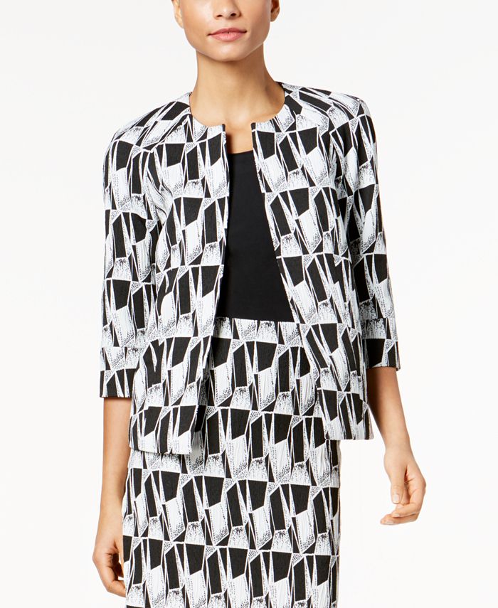 Kasper Open-Front Jacquard Blazer - Macy's