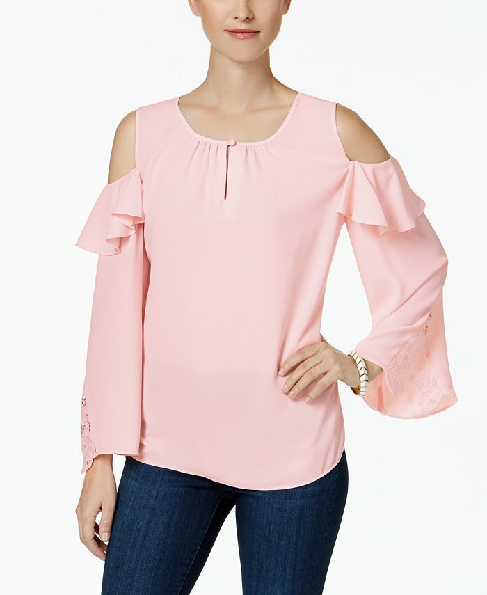 Charter Club Ruffled Cold-Shoulder Top, Created for Macy's - Macy's