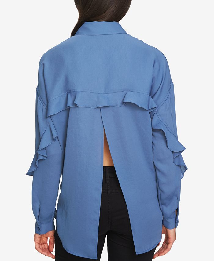 1.STATE Ruffled Split-Back Blouse - Macy's