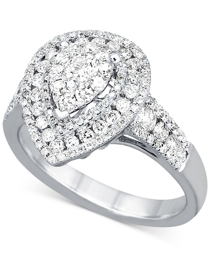 Centennial Diamond Teardrop Cluster Ring (1 ct. t.w.) in 14k White Gold ...