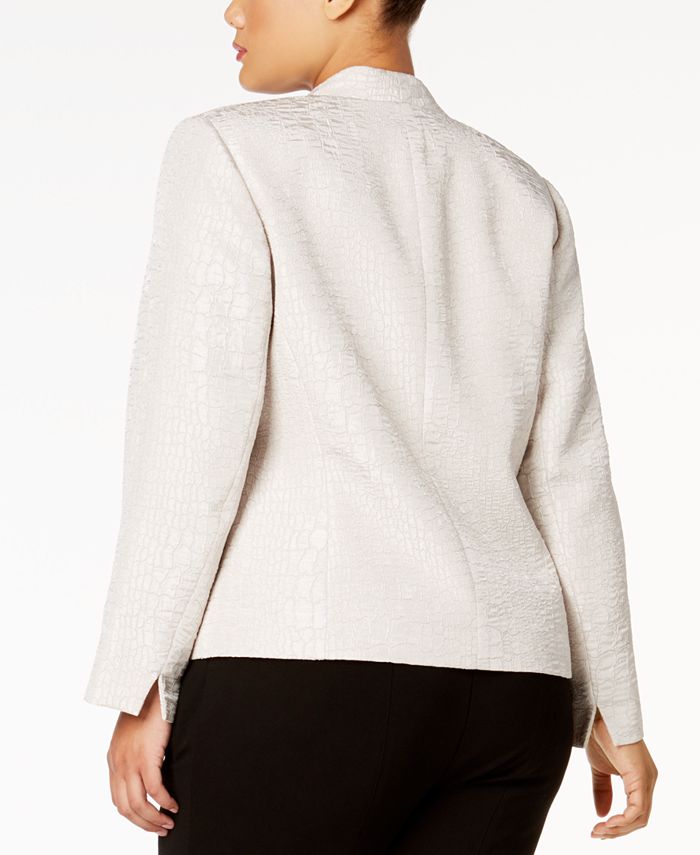 Kasper Plus Size Jacquard Flyaway Jacket - Macy's