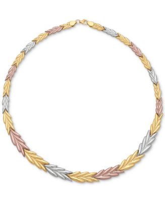Tri-Color Chevron Stampato Collar Necklace in 14k Gold, White Gold ...