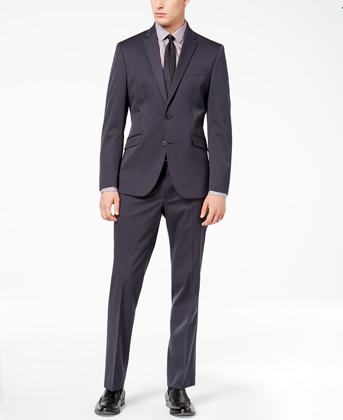 Kenneth Cole Reaction Men's Techni-Cole Gunmetal Solid Slim-Fit Suit ...