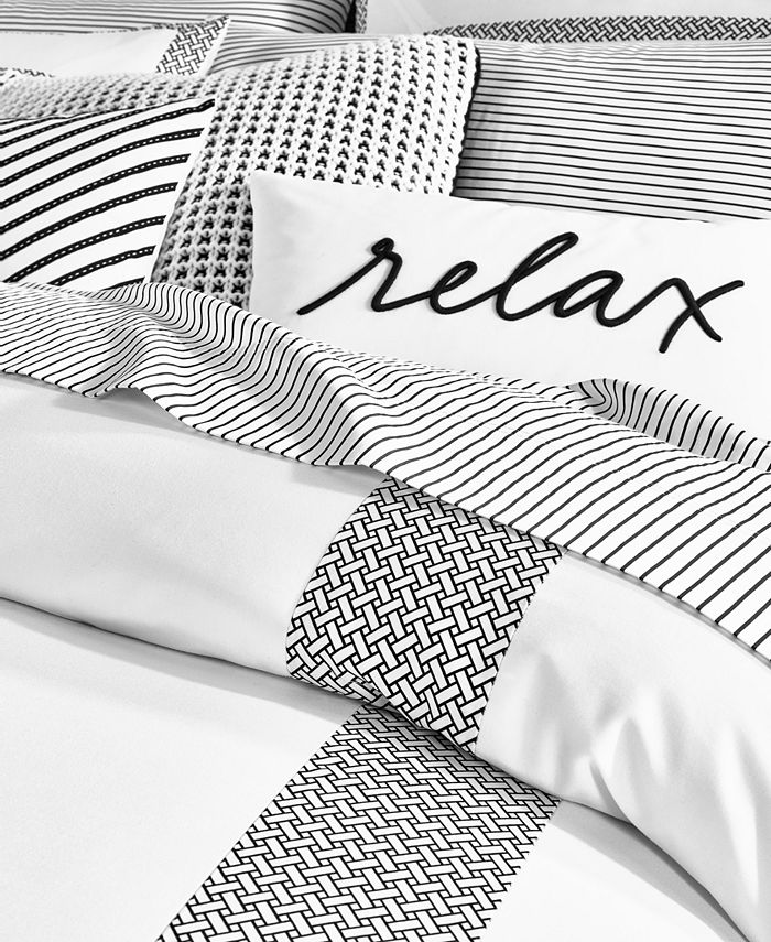 Charter Club Colorblock Black 3-Pc. Full/Queen Duvet Cover Set, Created ...